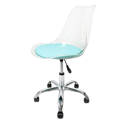 SOHO CLEAR PLASTIC DINING CHAIR WITH SWIVEL BASE AQUA
