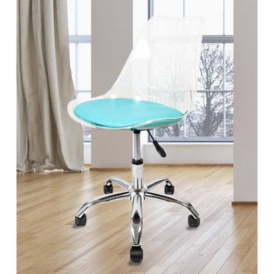 SOHO CLEAR PLASTIC DINING CHAIR WITH SWIVEL BASE AQUA