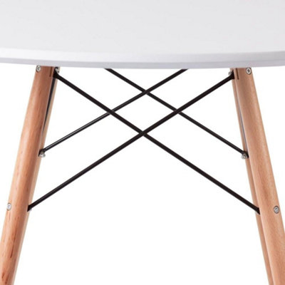 Soho Large White Circular Dining Table with Beech Wood Legs