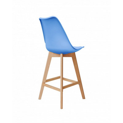 Soho Light Blue Plastic Bar Stool with Light Wood Legs