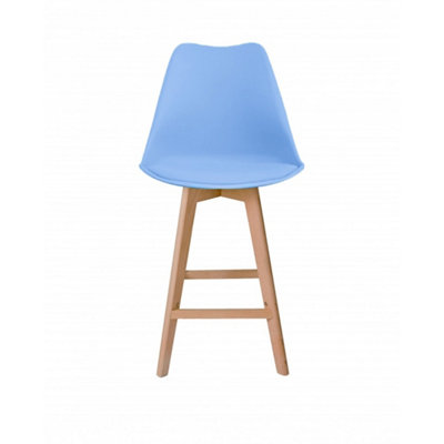 Soho Light Blue Plastic Bar Stool with Light Wood Legs