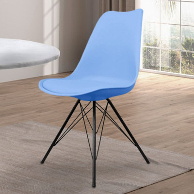 Soho Light Blue Plastic Dining Chair with Black Metal Legs