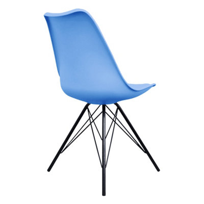 Soho Light Blue Plastic Dining Chair with Black Metal Legs