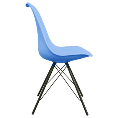 Soho Light Blue Plastic Dining Chair with Black Metal Legs