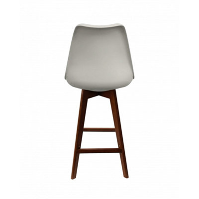 Soho Light Grey Plastic Bar Stool with Dark Wood Legs