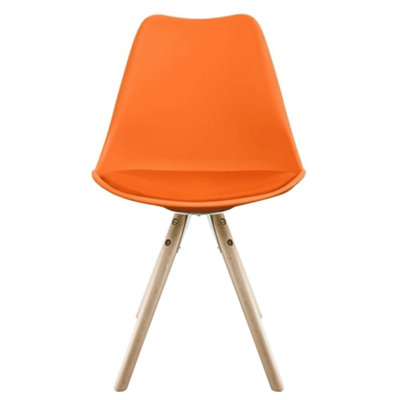 Soho Orange Plastic Dining Chair with Pyramid Light Wood Legs