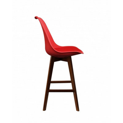Soho Red Plastic Bar Stool with Dark Wood Legs | DIY at B&Q