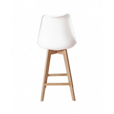 Soho White Plastic Bar Stool with Light Wood Legs