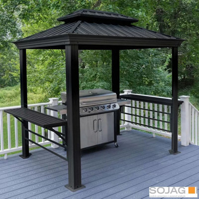 Sojag Monaco BBQ Grilling Gazebo Pavilion, 6x8ft, Galvanised Steel Roof ...