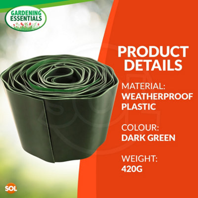 SOL 100mm x 10m Plastic Lawn Edging Strip, Grass Edging Border, Path ...
