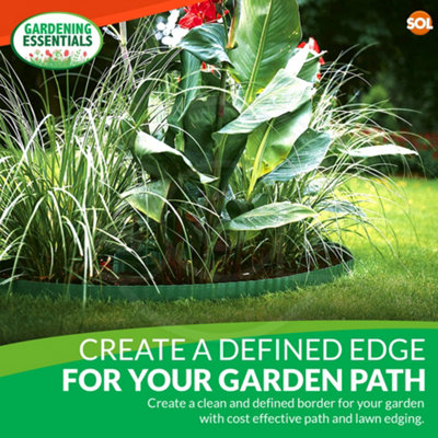 SOL 100mm x 10m Plastic Lawn Edging Strip, Grass Edging Border, Path ...