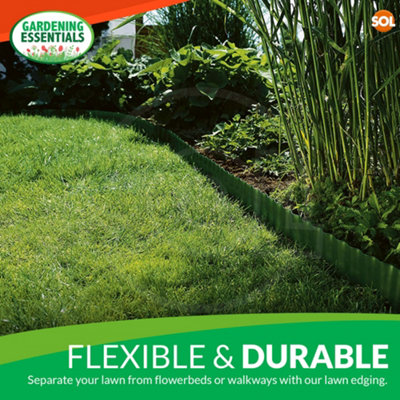 SOL 100mm x 10m Plastic Lawn Edging Strip, Grass Edging Border, Path ...