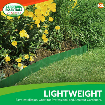 SOL 100mm x 10m Plastic Lawn Edging Strip, Grass Edging Border, Path ...