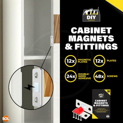 SOL 12 Sets of Cabinet Door Magnets and Fittings, Cupboard Magnetic ...