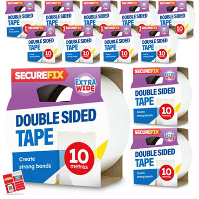 SOL 12pk Double Sided Tape 10m x 48mm Extra Wide Strong Double Sided ...