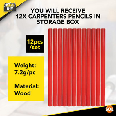 SOL 12pk Work Pencils for Builders, Carpenters Pencils for Marking ...