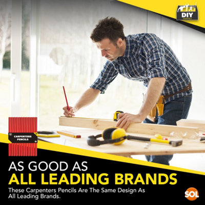 SOL 12pk Work Pencils for Builders, Carpenters Pencils for Marking ...