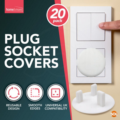 SOL 20pk Plug Electric Socket Covers UK Child Safety Plug Socket Covers ...