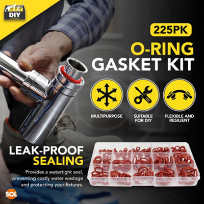 SOL 225pk O Rings Rubber Assorted Seal Kit Tap Washers Assorted UK ...
