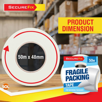 SOL 24pk Bulk Fragile Tape 50m Packing Solution, Strong Heavy Duty ...
