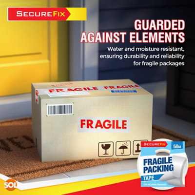 SOL 24pk Bulk Fragile Tape 50m Packing Solution, Strong Heavy Duty ...