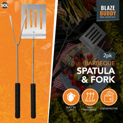Buy SOL 2pk BBQ Tool Set Spatula and Fork BBQ Utensil Set for Grill and ...