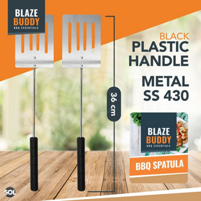 SOL 2pk Stainless Steel Spatula BBQ Metal Spatula for Cooking, Frying ...