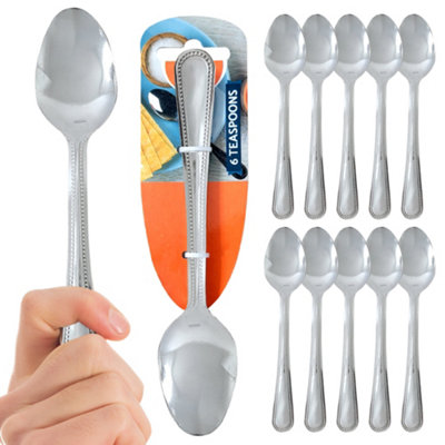 SOL Teaspoons Set of 12 - Stainless Steel Teaspoons Set of 6 x 2 for ...