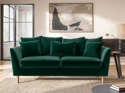 Solace+Co Avery 3 Seater Scatter Back Sofa - Bottle Green