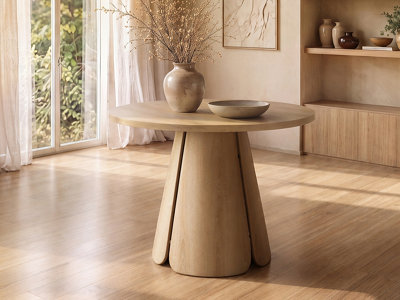 SOLACE+CO Ebony 4-6 Seater Round Extendable Dining Table Oak