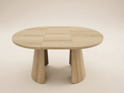 SOLACE+CO Ebony 4-6 Seater Round Extendable Dining Table Oak
