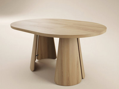 SOLACE+CO Ebony 4-6 Seater Round Extendable Dining Table Oak