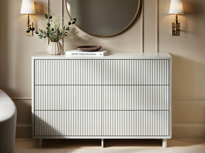 SOLACE+CO VELMOR RIBBED CHEST OF 6 DRAWERS WHITE