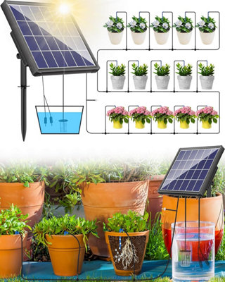 Solar Auto Watering System, 15 Drippers, 6 Modes Solar Powered Drip ...