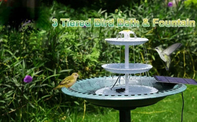 Solar Bird Bath Water Fountain Detachable DIY Water Landscaping ...