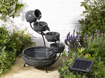 Solar Ceramic Cascade Water Feature - Grey