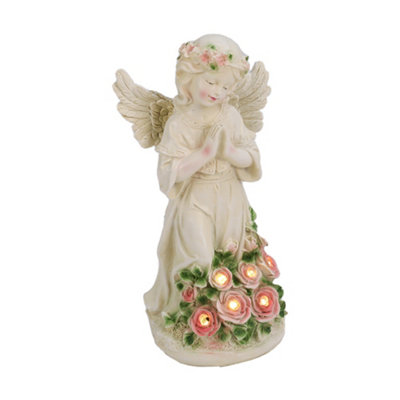 SOLAR ENERGYED ANGEL FAIRY GARDEN ORNAMENT RESIN STATUE FIGURINE LAWN DECOR