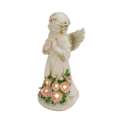 SOLAR ENERGYED ANGEL FAIRY GARDEN ORNAMENT RESIN STATUE FIGURINE LAWN DECOR