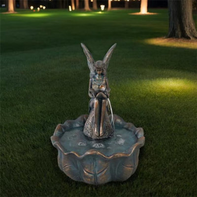 Solar Fairy Water Fountain - Bronze Garden Feature