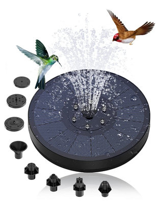 Solar Fountain for Bird Bath, 3 W Powered Pump with 6 Colorful LED ...