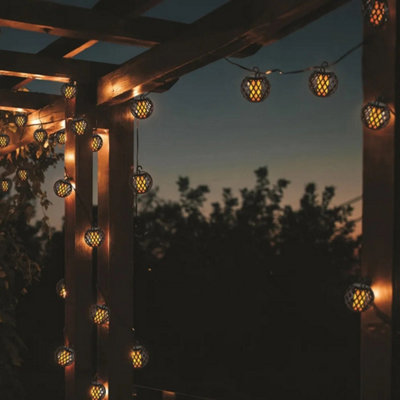 Solar Hanging Lanterns Set of 10 with Warm Flickering Bulb - Outdoor ...