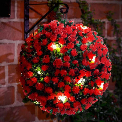Solar Hanging Topiary Ball with 20 Warm White LED Lights, Weather ...