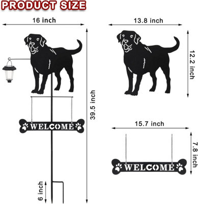 Solar Labrador Silhouette Welcome Stake Sign with Lantern Light ...
