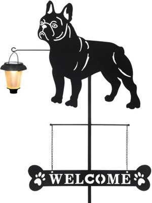 Solar Labrador Silhouette Welcome Stake Sign with Lantern Light ...