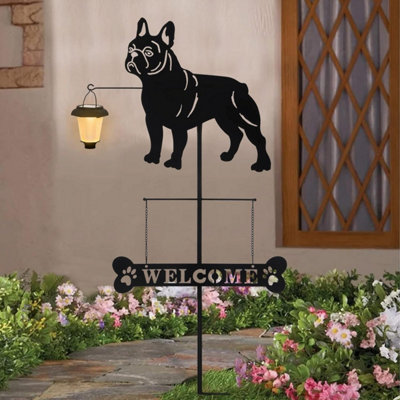 Solar Labrador Silhouette Welcome Stake Sign with Lantern Light ...