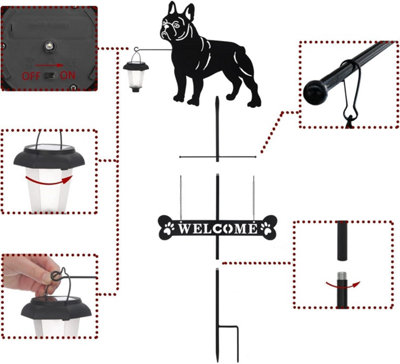 Solar Labrador Silhouette Welcome Stake Sign with Lantern Light ...