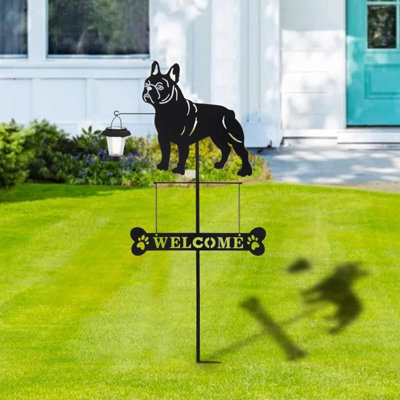Solar Labrador Silhouette Welcome Stake Sign with Lantern Light ...