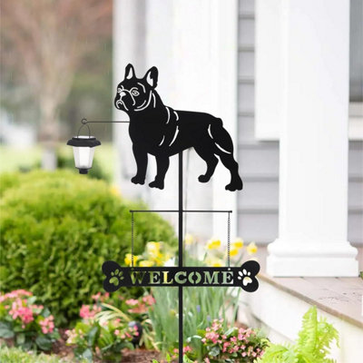 Solar Labrador Silhouette Welcome Stake Sign with Lantern Light ...