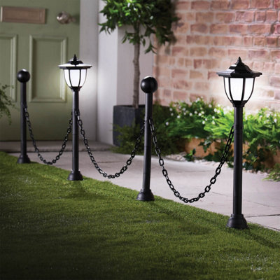Solar Lamp Post and Chain Set, Set of 4 Garden Path Lighting, Weather ...
