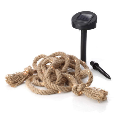 Solar LED Outdoor Garden Hemp Rope Light | DIY at B&Q